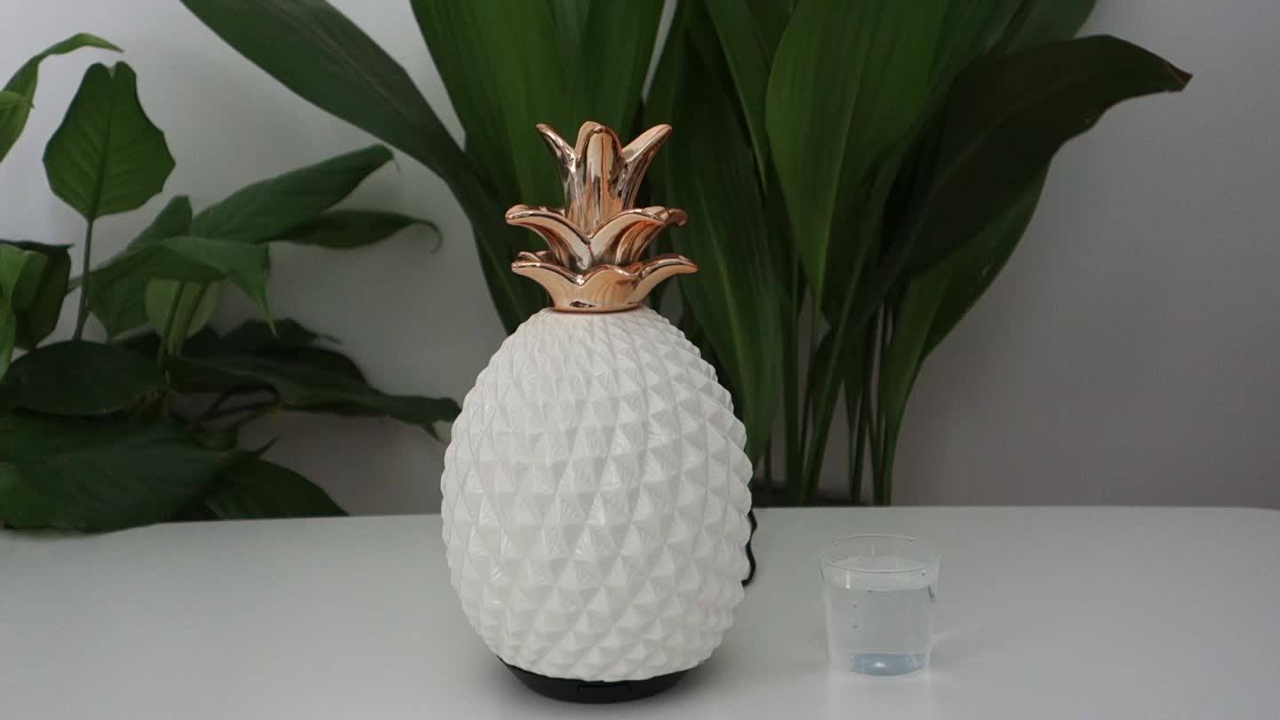 Art Design Popular Selling Mini Ceramic Pineapple Shade Essential Oil Diffuser Humidifier Aroma ...