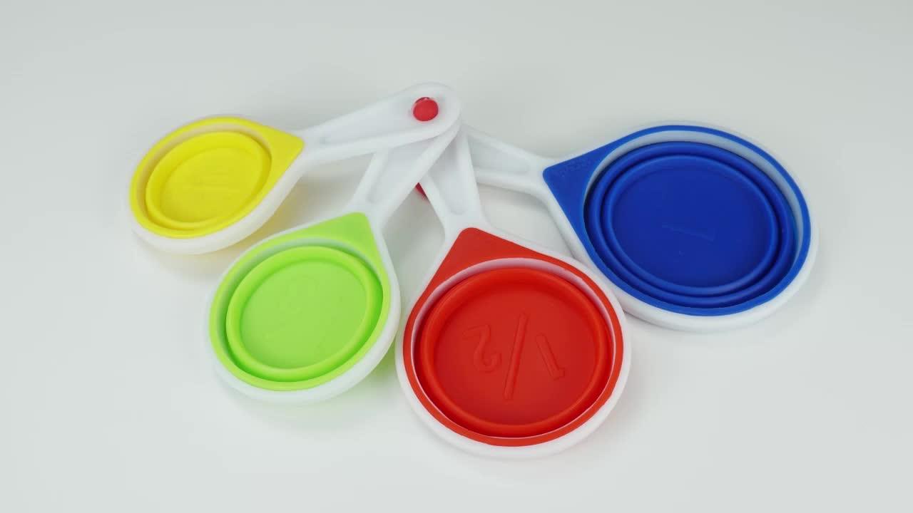 8 Pcs Simply Gourmet Silicone Collapsible Kitchen Measuring Cups And ...