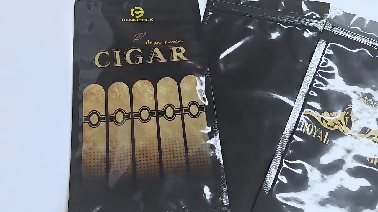 Free Samples Custom Black Matte Cellophane Cigars Bag Clear Plastic Zip ...