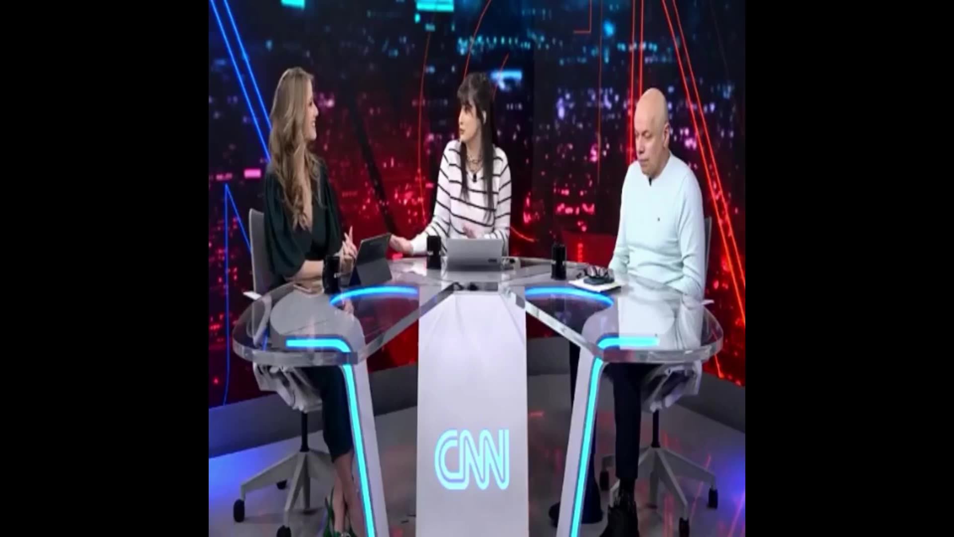 Modern Design Led Light Round Interview Desk Table Tv News Desk With ...