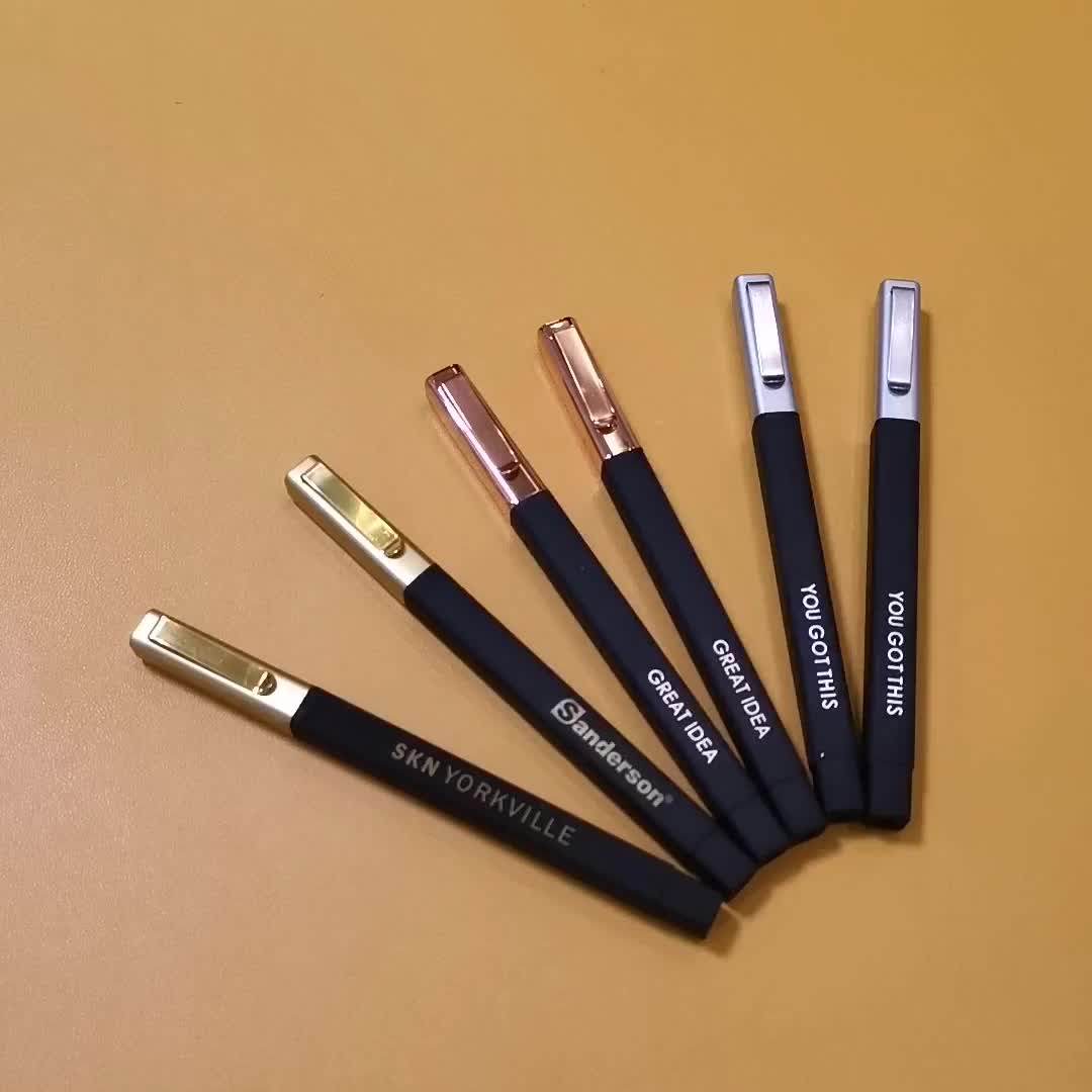 High Quality Luxury Gold Clip Rubber Square Hotel Ball Pen With Custom ...