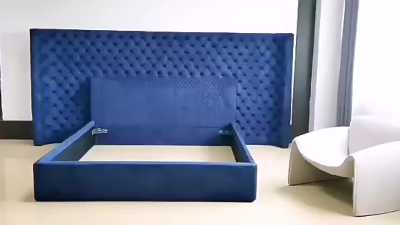 Luxury King Tufted Velvet Bed Room Furniture Arc Column Bar Queen Dark ...