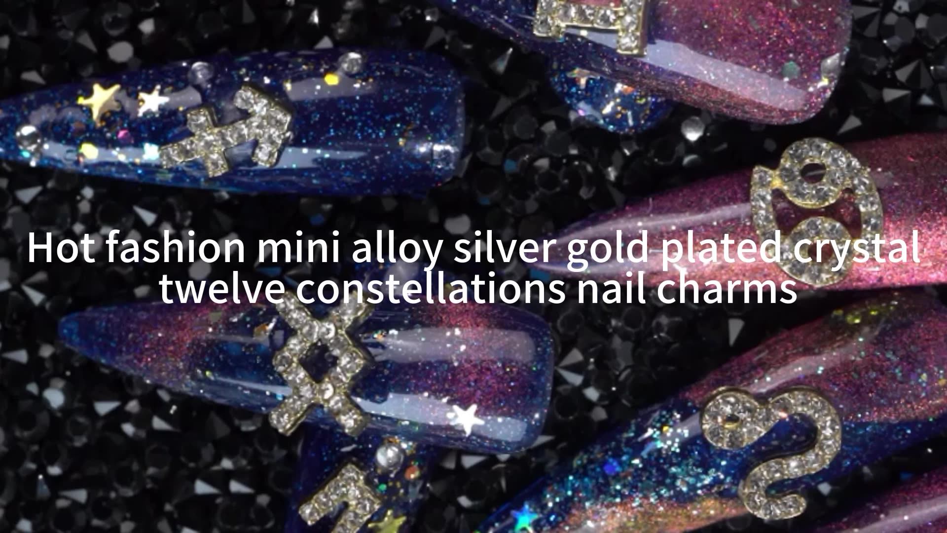 12 Constellation Dangle Nail Art Charms 3d Alloy Diamond Nail ...
