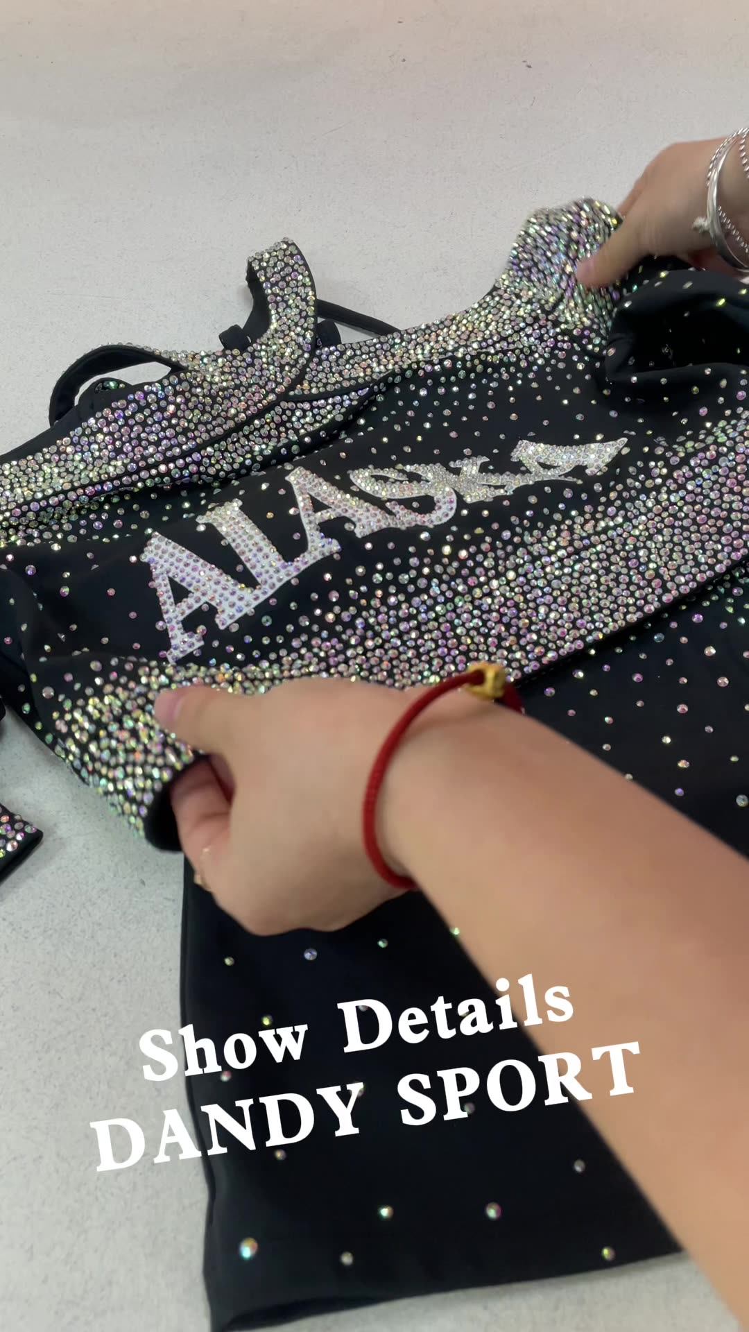 Custom Dancing Uniform Black Cheering Apparel Long Sleeve Rhinestone ...