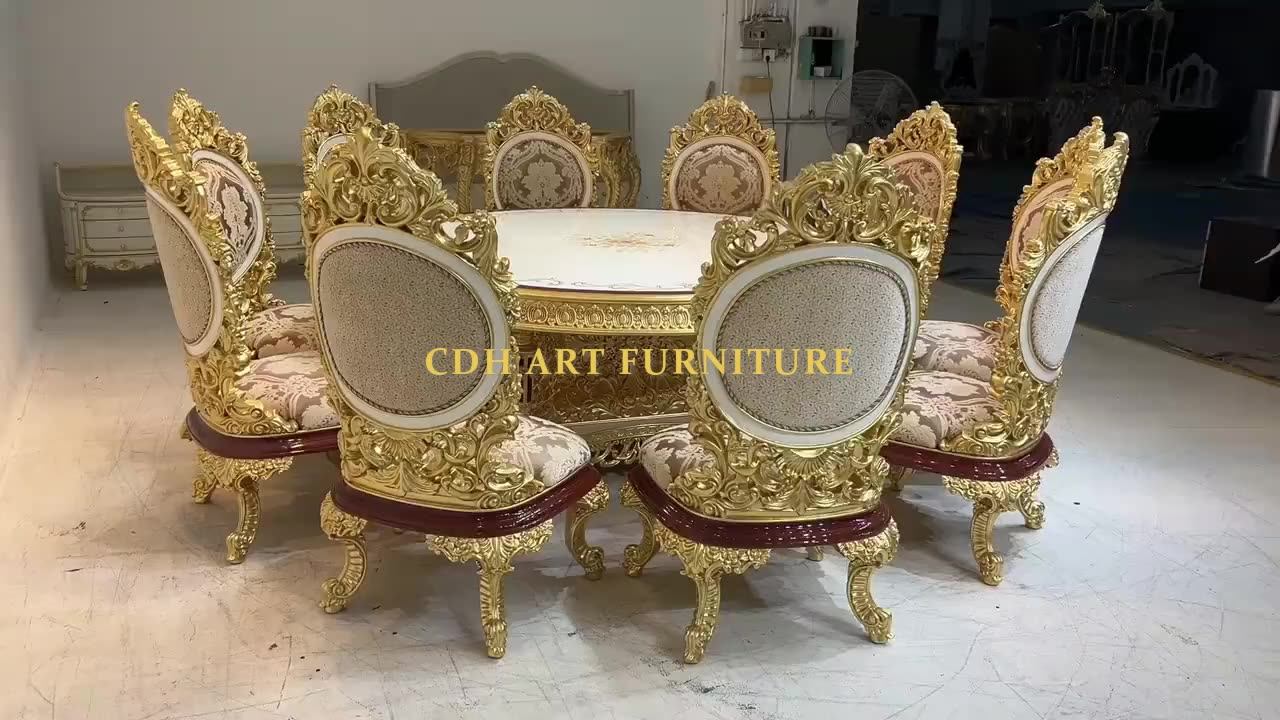 Classic Luxury Wooden Furniture Dining Room Table Royal Wooden Chairs ...