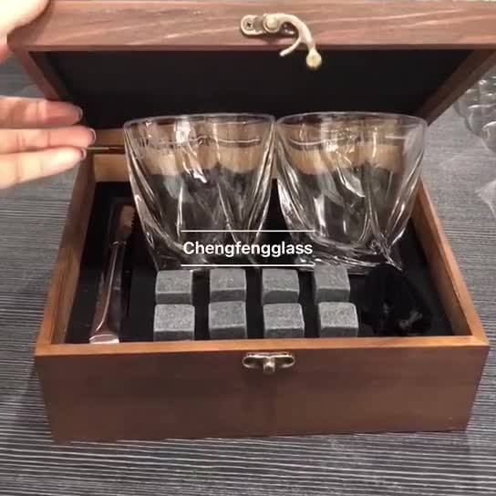 Custom Whiskey Glass Box Set With Soapstones And Crystal Whiskey Glass ...