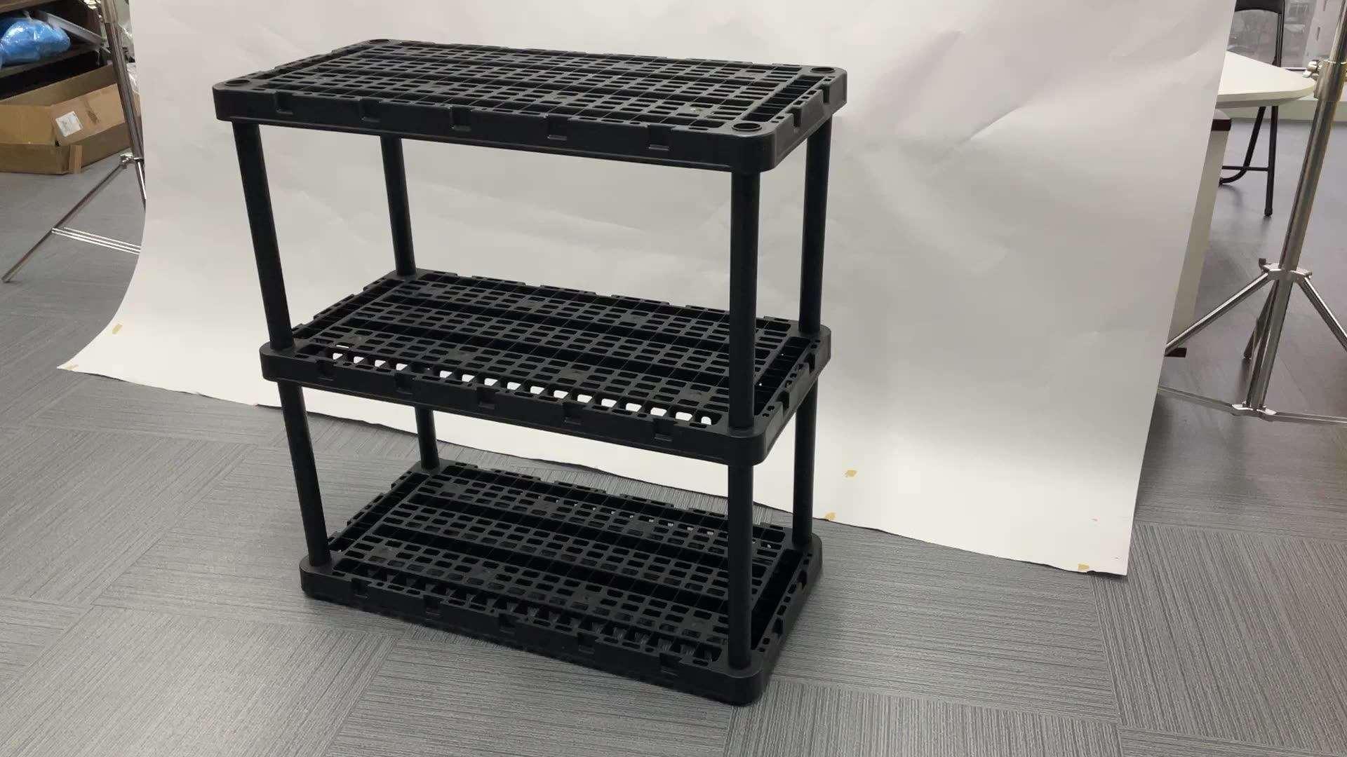 Black Garage Display Ventilated Plastic Warehouse Tool Shelves Shelving ...