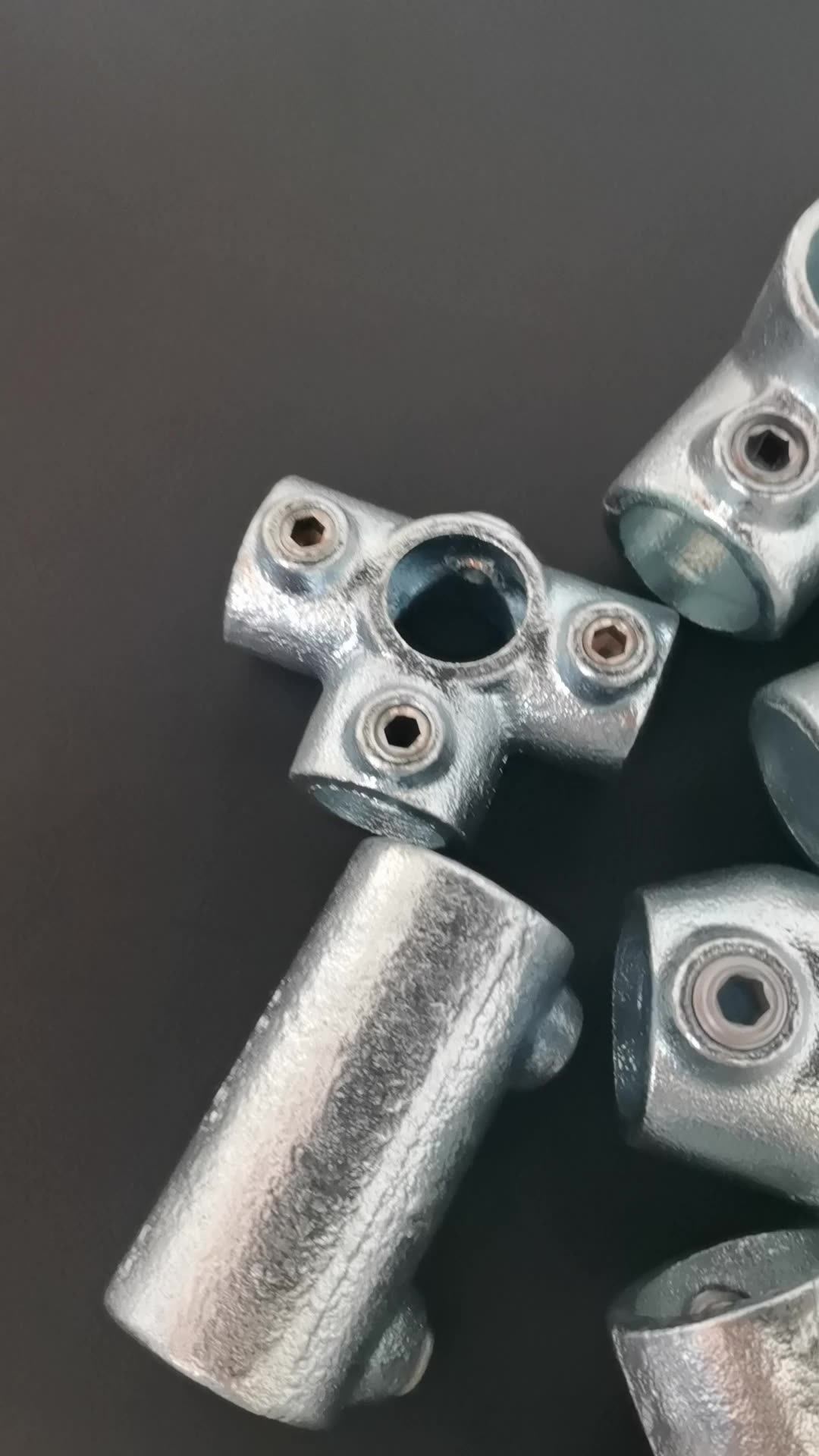 Galvanised Steel Pipe Handrail Connectors 5 Way Through Structure Pipe ...