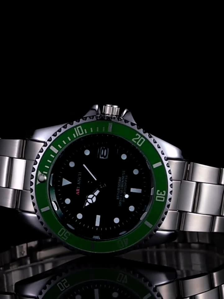 Arlanch 305 Fashion Mens Watches Gold Green Steel Quartz Wrist Watch ...
