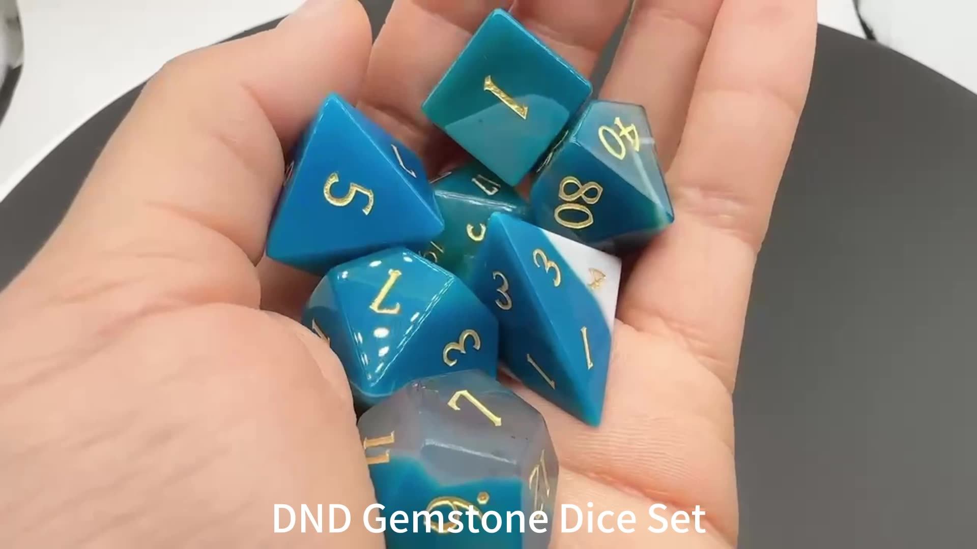 Custom Agate Gem Dnd Dice Set Natural Stone D&d Dice Purple Polyhedral ...