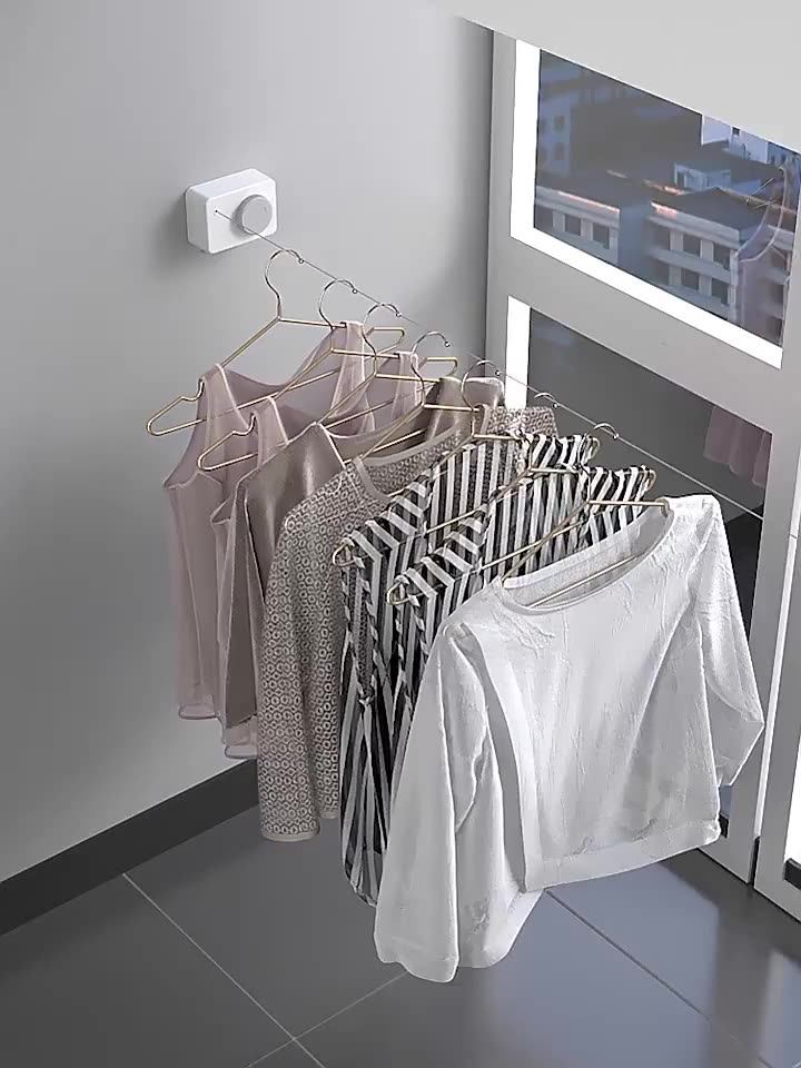 Laundry Storage Drying Racks Clothesline Balcony Shrinkable Clothesline ...