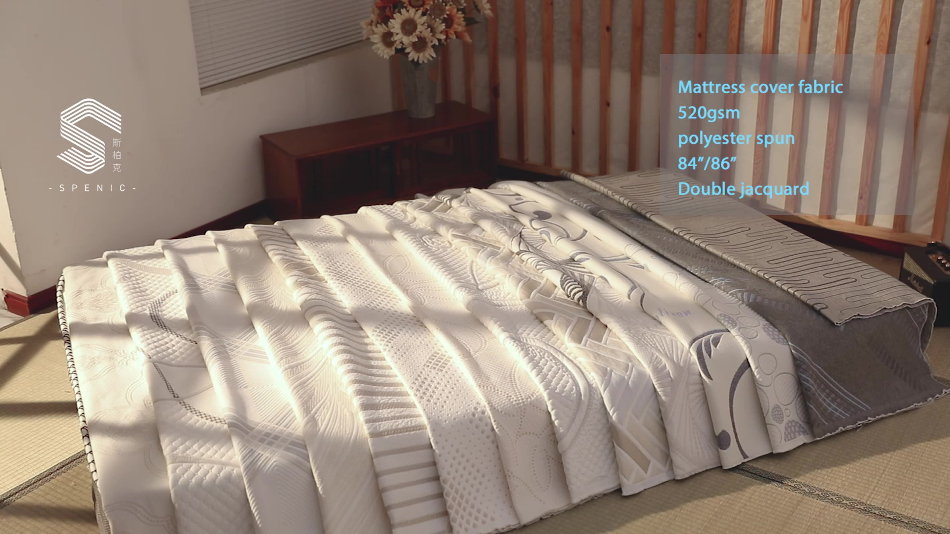 Breathable 100% Polyester Mattresses Ticking Fabric Knitted Mattress ...