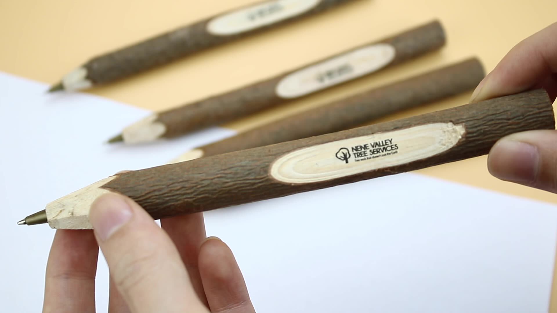 Promotional Custom Laser Logo Natural Pine Branches Twig Ball Pen ...