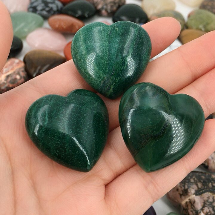 30mm Chakra Reiki Healing Crystals Tumbled Heart Cabochon Stones Quartz ...