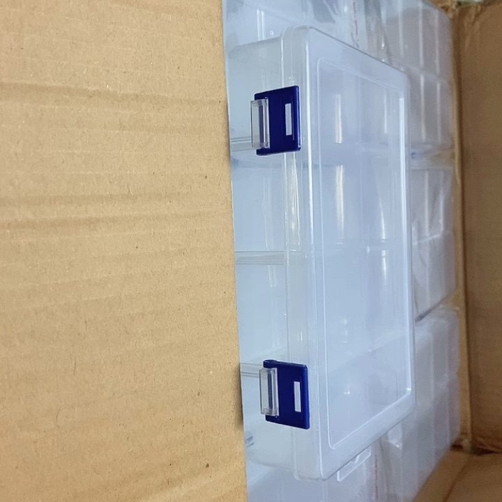 Organizer Box Clear Plastic Adjustable Compartments Storage Container ...