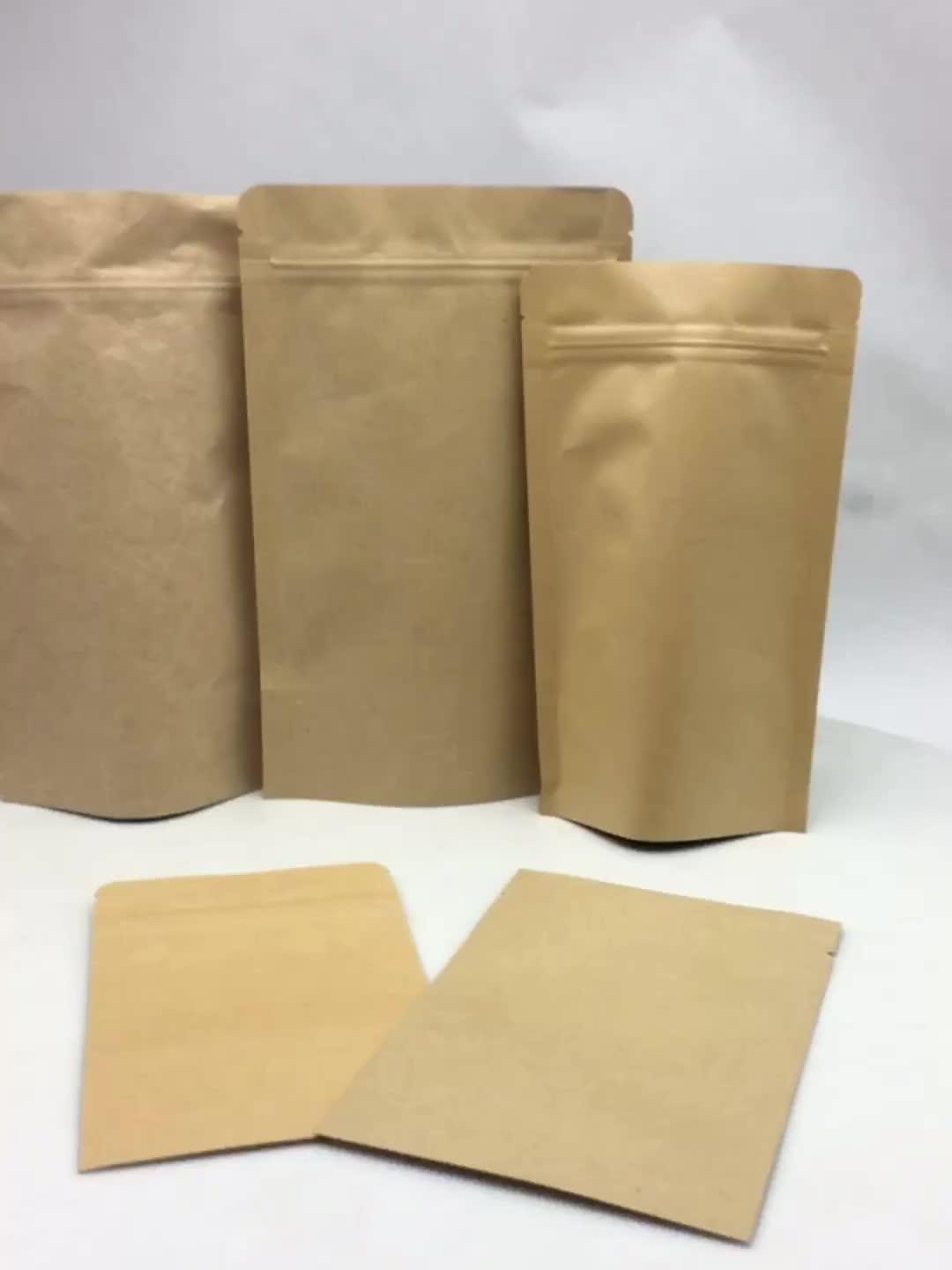 50g/150g/200g Brown Kraft Paper Bags Zip Lock Foil Stand Up Pouch ...