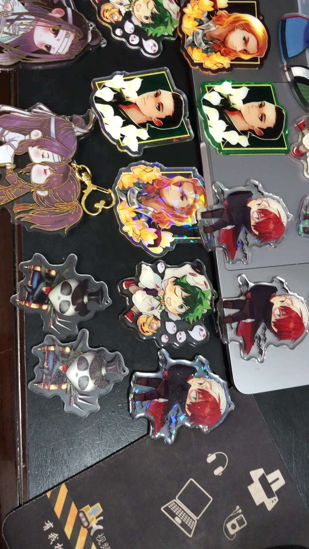 Laser Cut Glitter Keychain Custom Double Sided Printed Japan Design ...