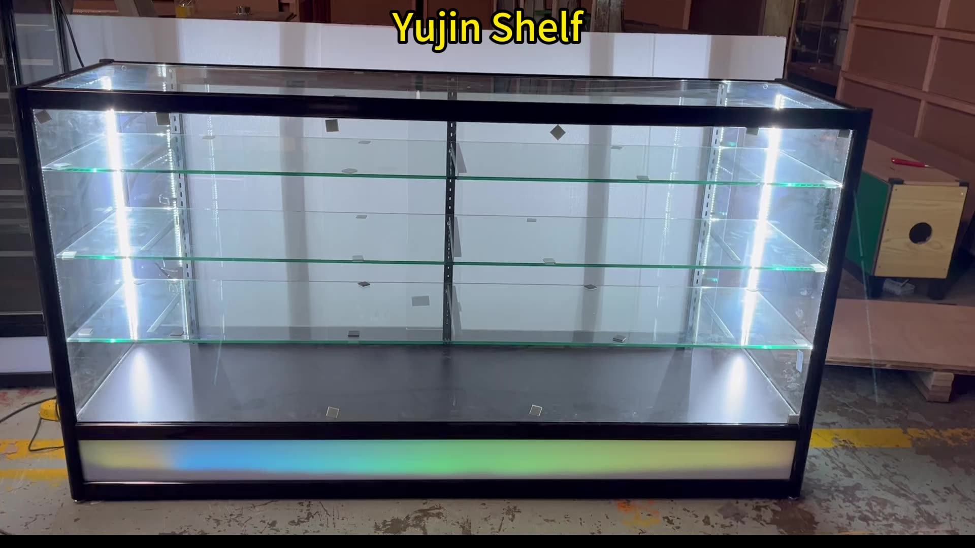 6ft Full Vision Glass Display Case With Color Light Base - Buy Lighted ...
