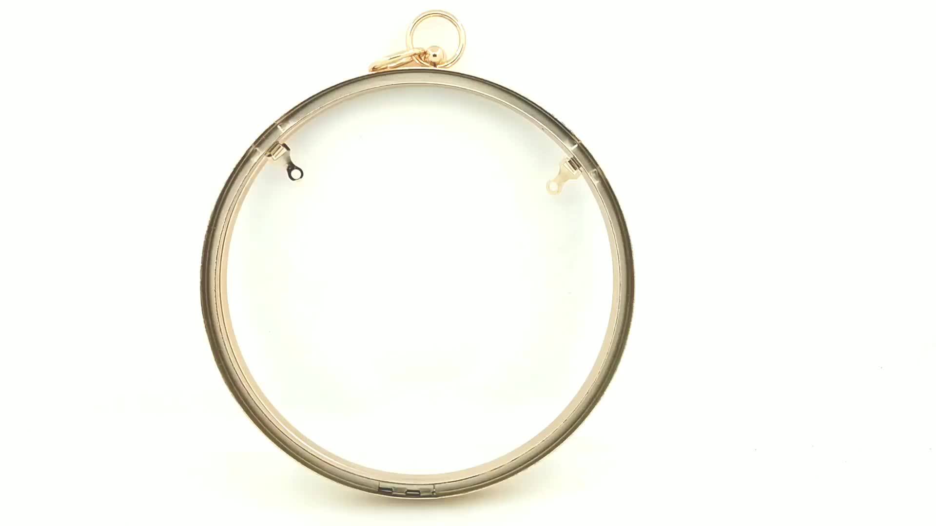 Gold Metal Large Round Clutch Frame 18cm Purse Frame Plastic Box High ...