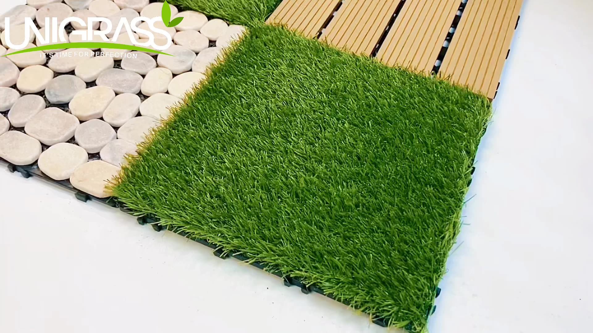 Uni Patio Deco Artificial Stone/grass Turf Tile Interlocking Grass Wpc ...