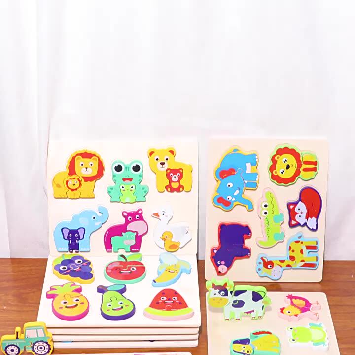 Children Educational Wooden Puzzle 3d Geometric Shape Matching Wooden ...