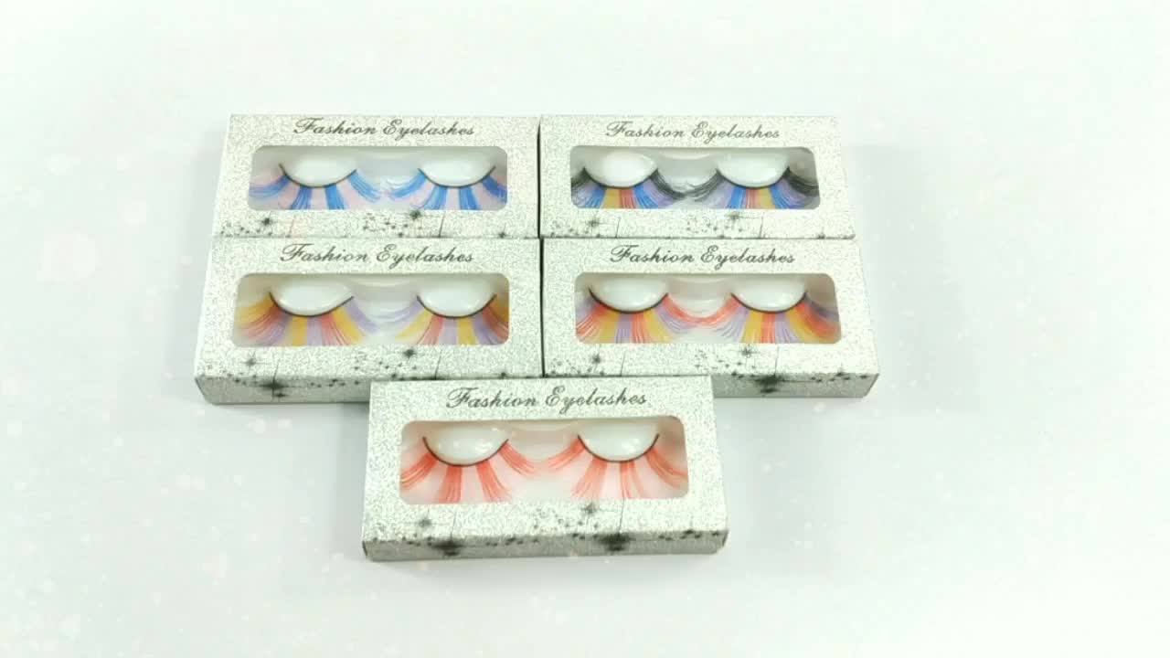Eyelash Vendor 3d Handmade Colorful Lashes 100% Synthetic Hair Rainbow ...