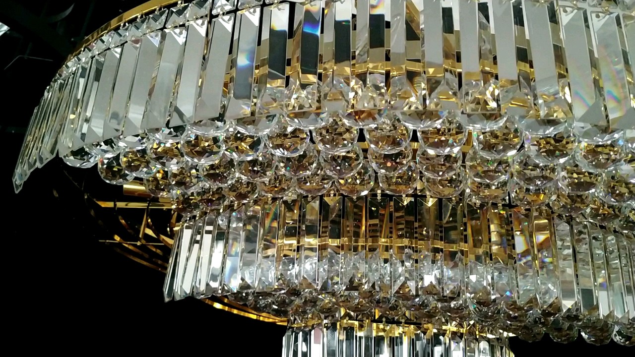 Custom Hotel Ballroom Wedding Banquet Hall Led Golden Round Crystal ...