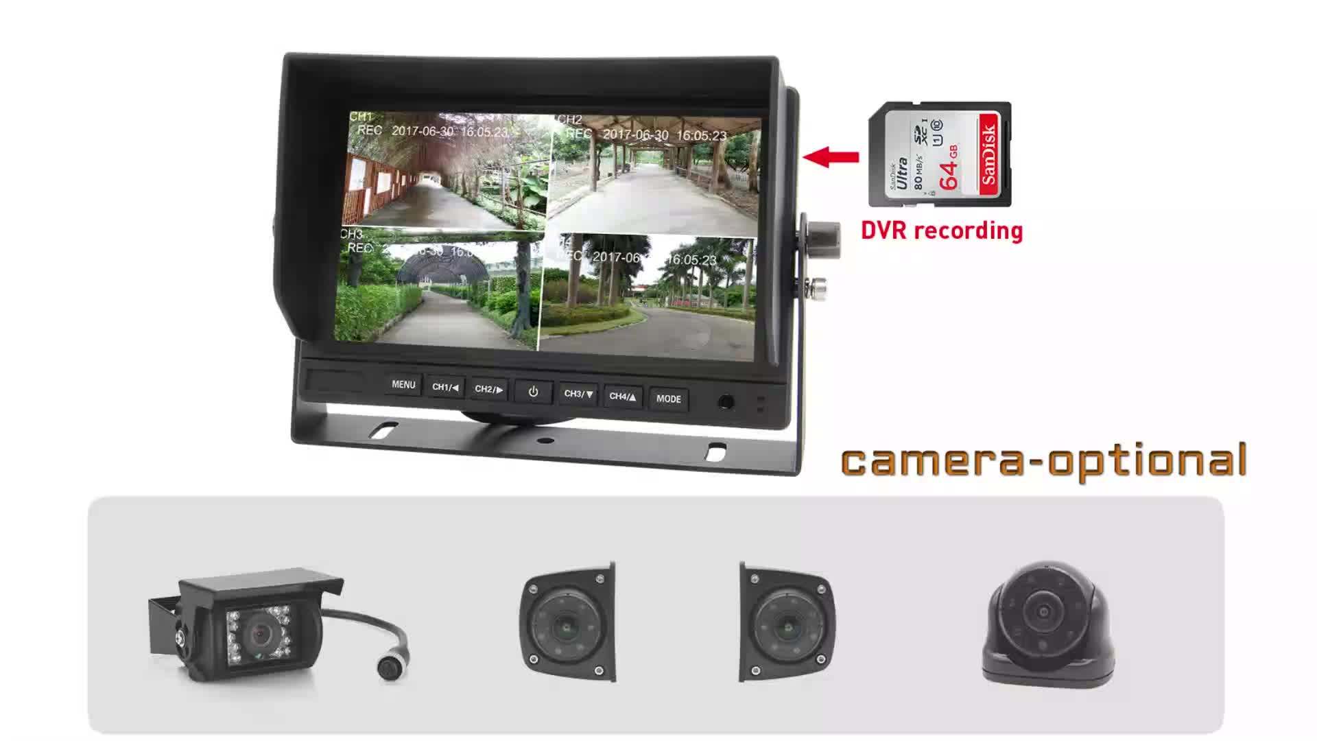 2 Ys Warranty Ahd 720p 7 Inch Split Car Screen Quad View Dvr Monitor ...