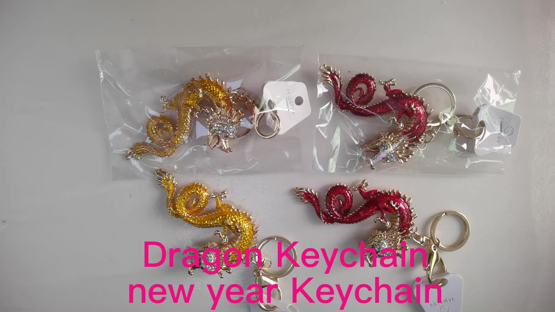 Dragon Keychain Enamel Rhinestone Chinese Zodiac Dragon Pendant New ...