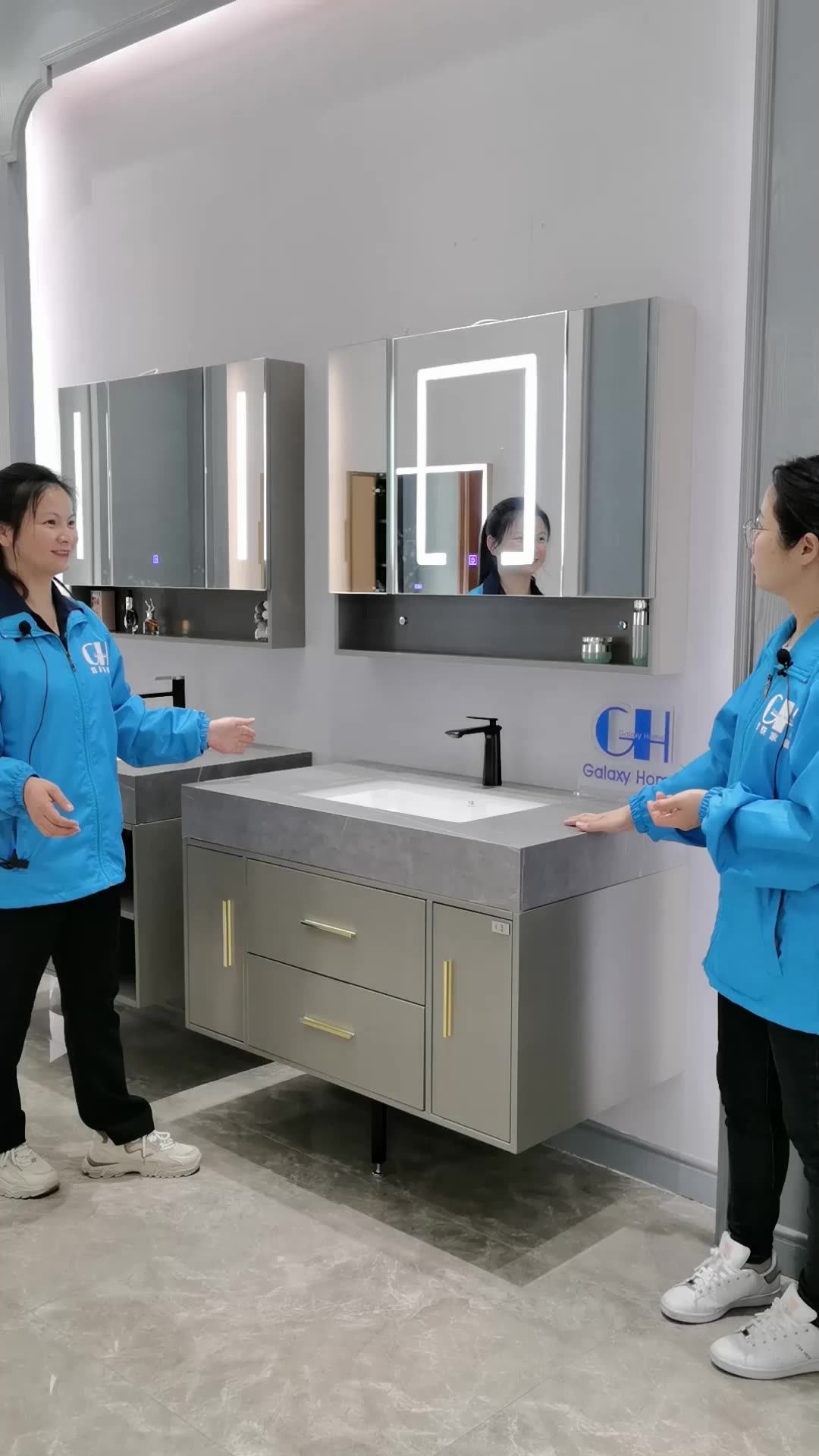 Hotel Bathroom Dual Sink Modern Floating Wall Mounted Solid Oak Wood ...