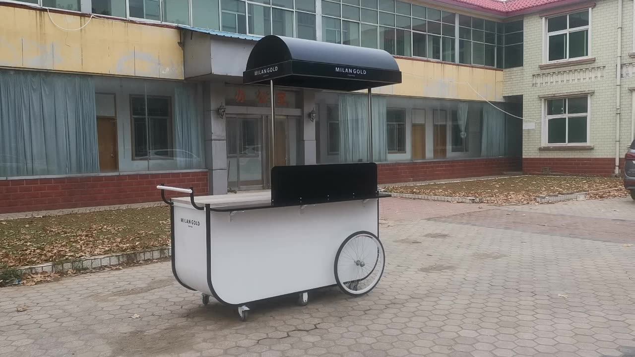 Three-wheeled Coffee Car Wooden Retro Coffee Trolley - Buy Three ...