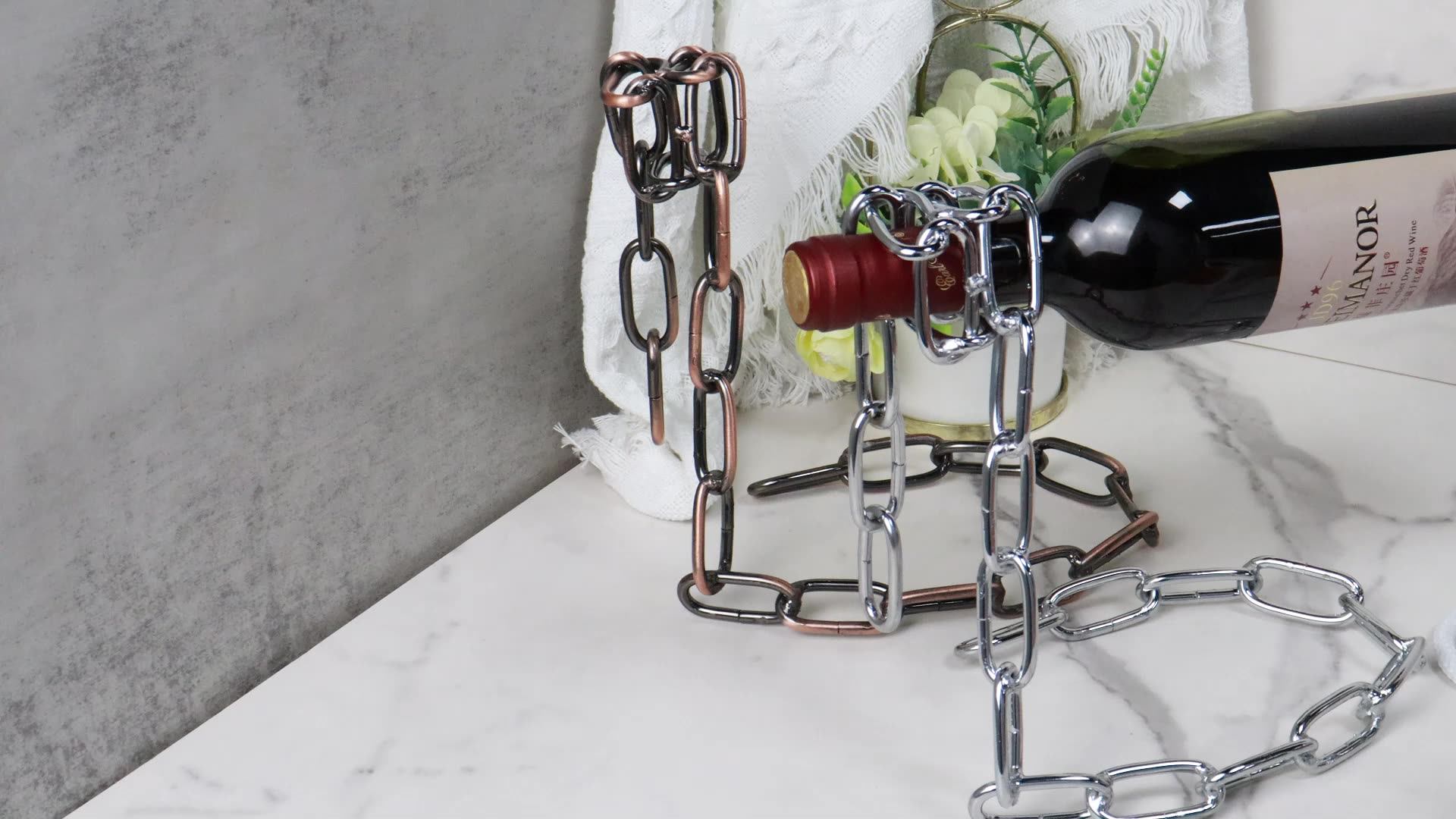 Rayshine Creative Novelty Gift Single Wine Holder Steel Link Iron Chain ...