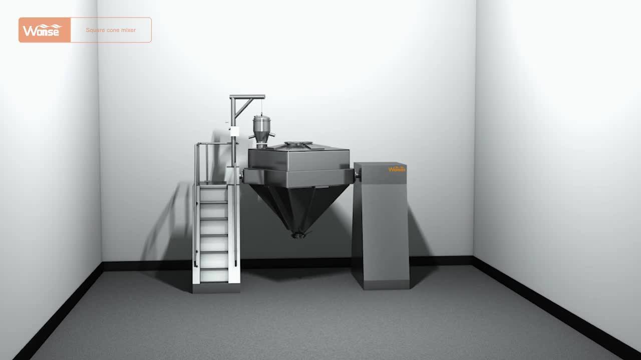 Low Cost High Quality Pharma Powder Square Cone Bin Chemical Mixing ...