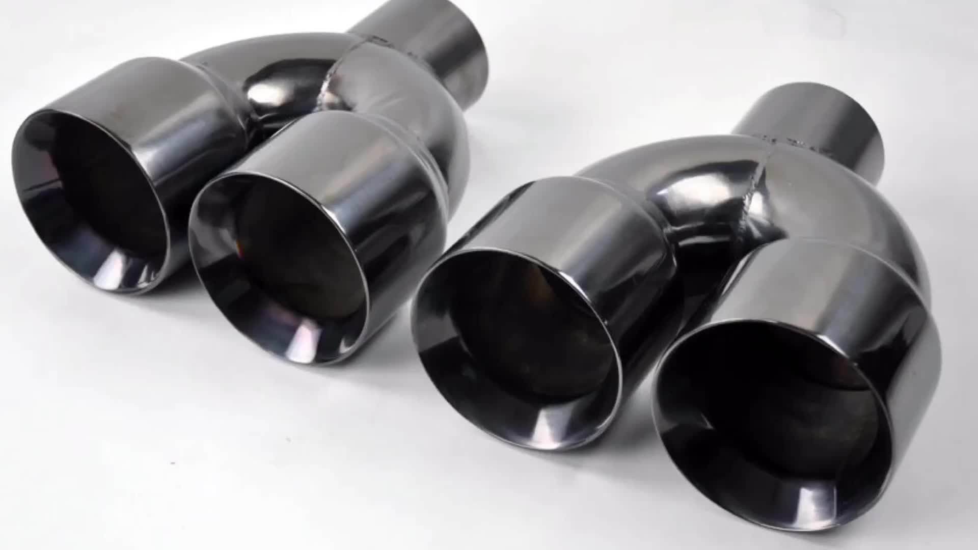 Cars Accessories Dual Outlets And Inlet Titanium Finish Exhaust Tips 2 ...