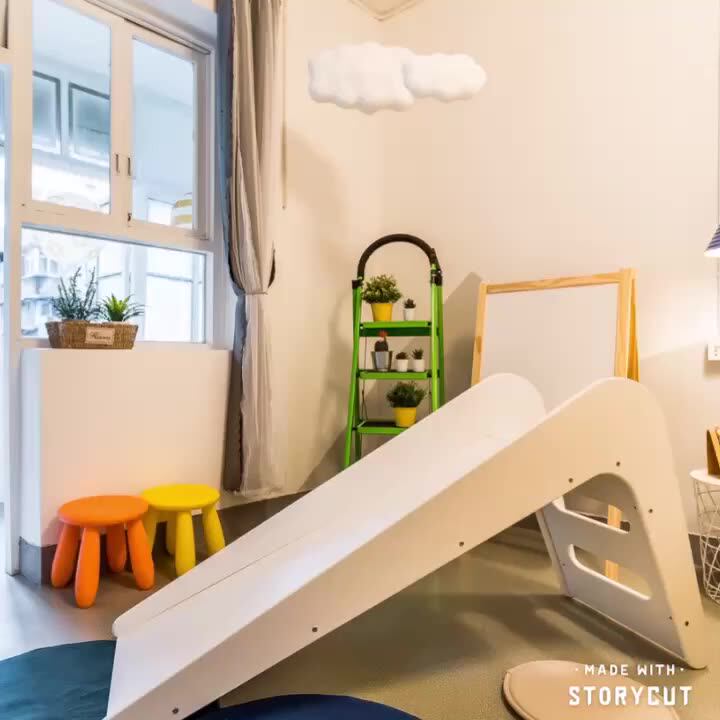 Best White Wooden Kids Slides Indoor Outdoor Light Smooth Soft Play ...