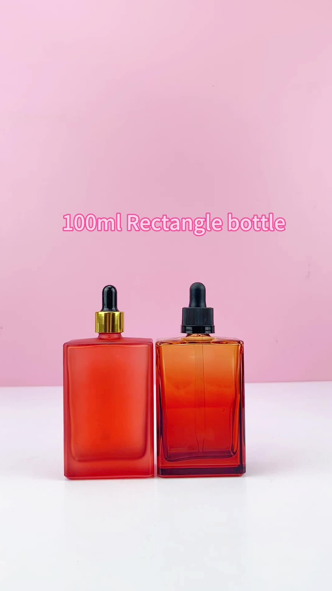 Cosmetic Package Square Amber Glass Pipette Flat Serum Bottles 30ml ...