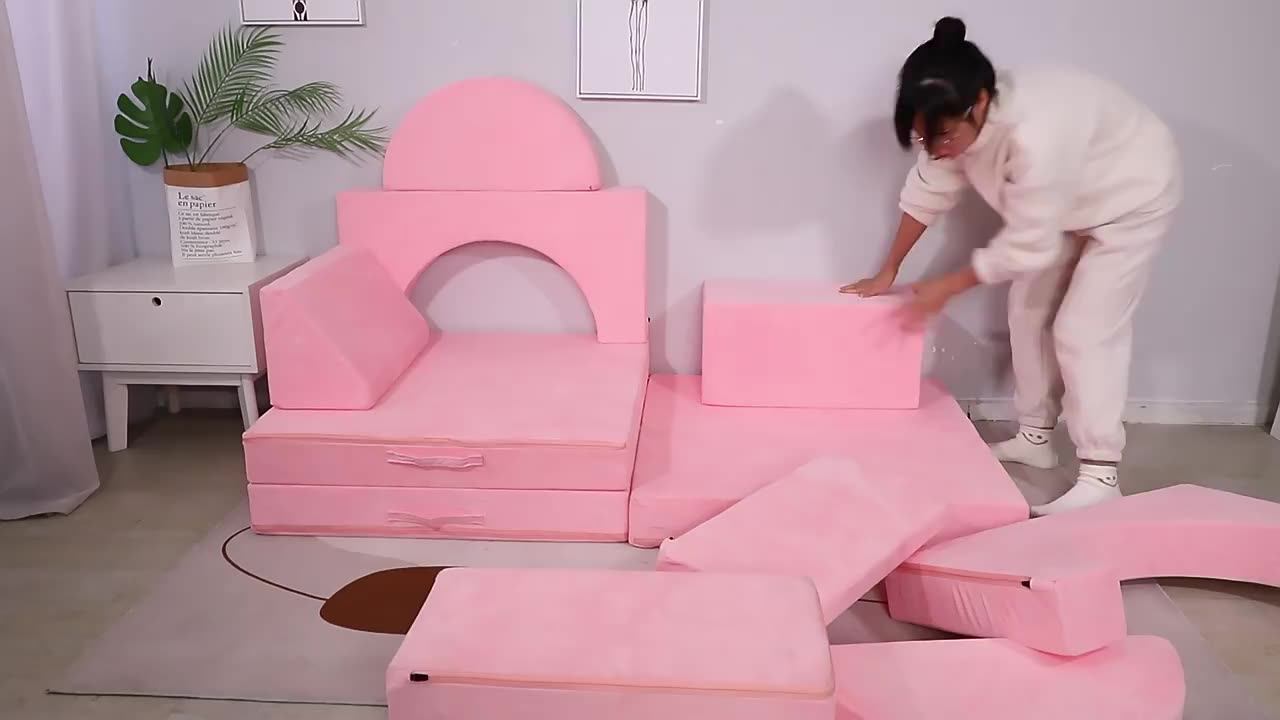 Pink Cartoon Modular Castle Children's Play Sofa Bubble Combination ...