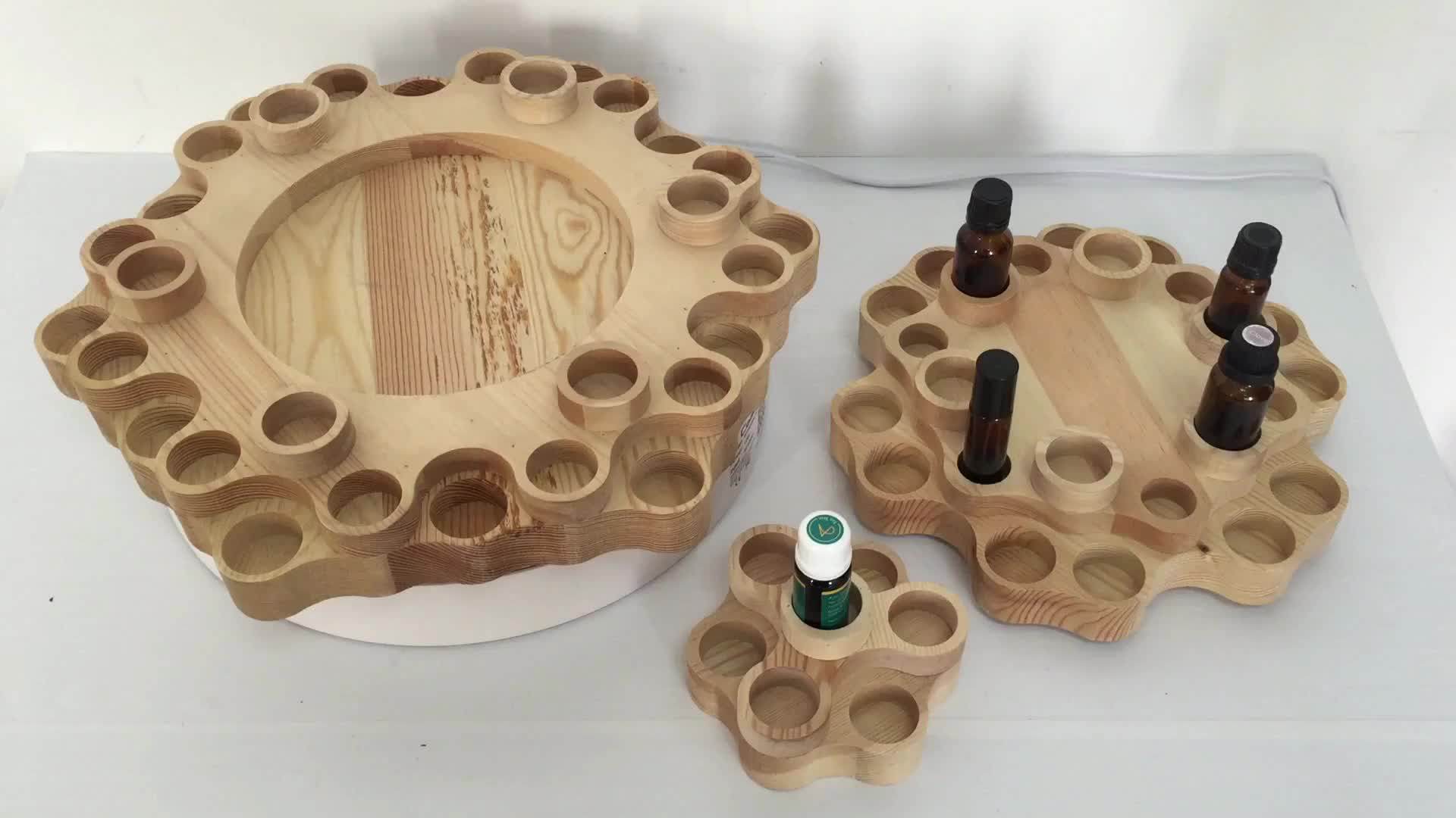 Unfinished Pine Wood 3-tier Holds Rotate Essential Oil Display Box ...