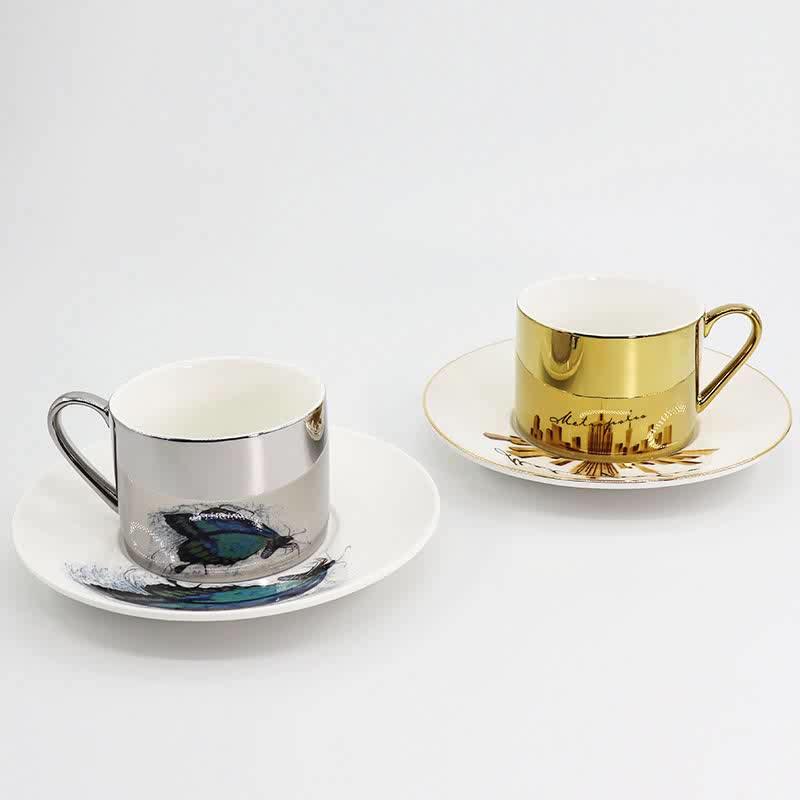 Creative Electroplated Mirror Reflection Cup Ceramic Arabic Coffee Cups ...