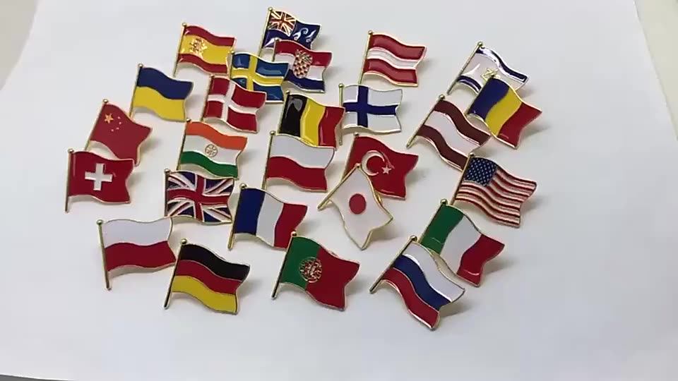 Custom Logo National Metal Magnet Cross Double Flags Suit Brooch Badge ...