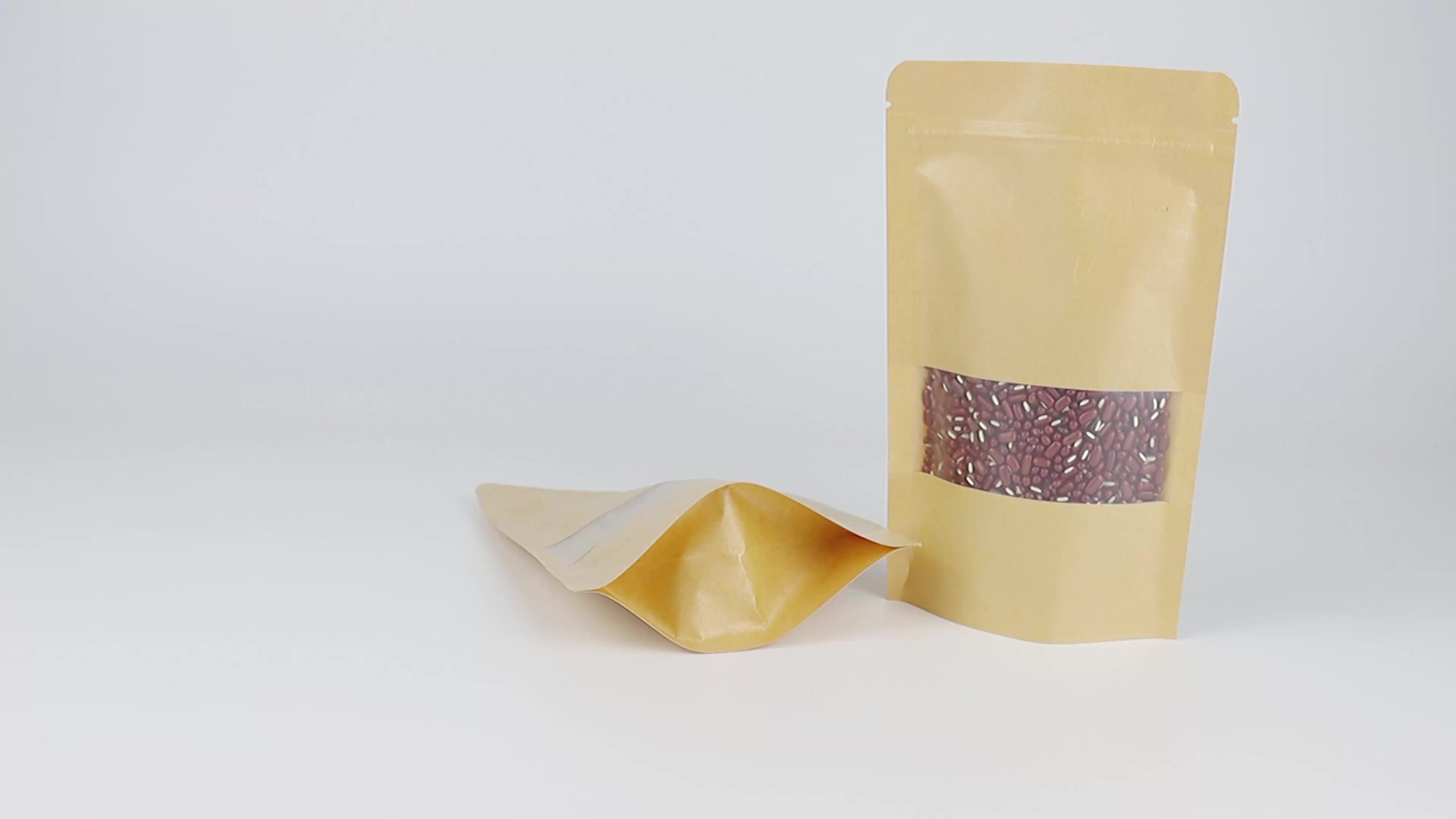 Kraft Paper Stand Up Pouch Ziplock Flat Bottom Zipper Box Bag Kraft ...