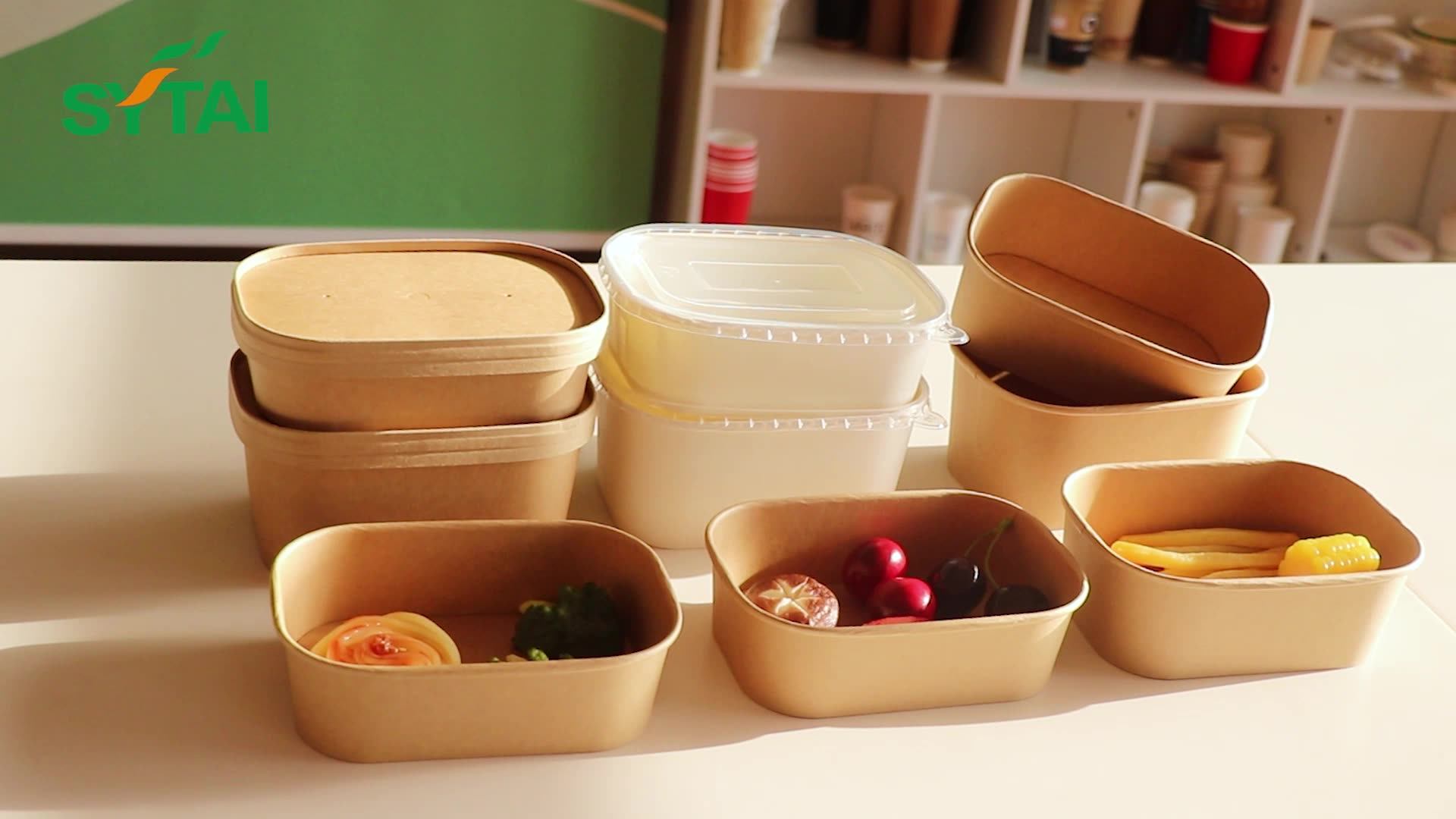 Takeaway Biodegradable Rectangular Paper Bowl Container Food Paper Box ...