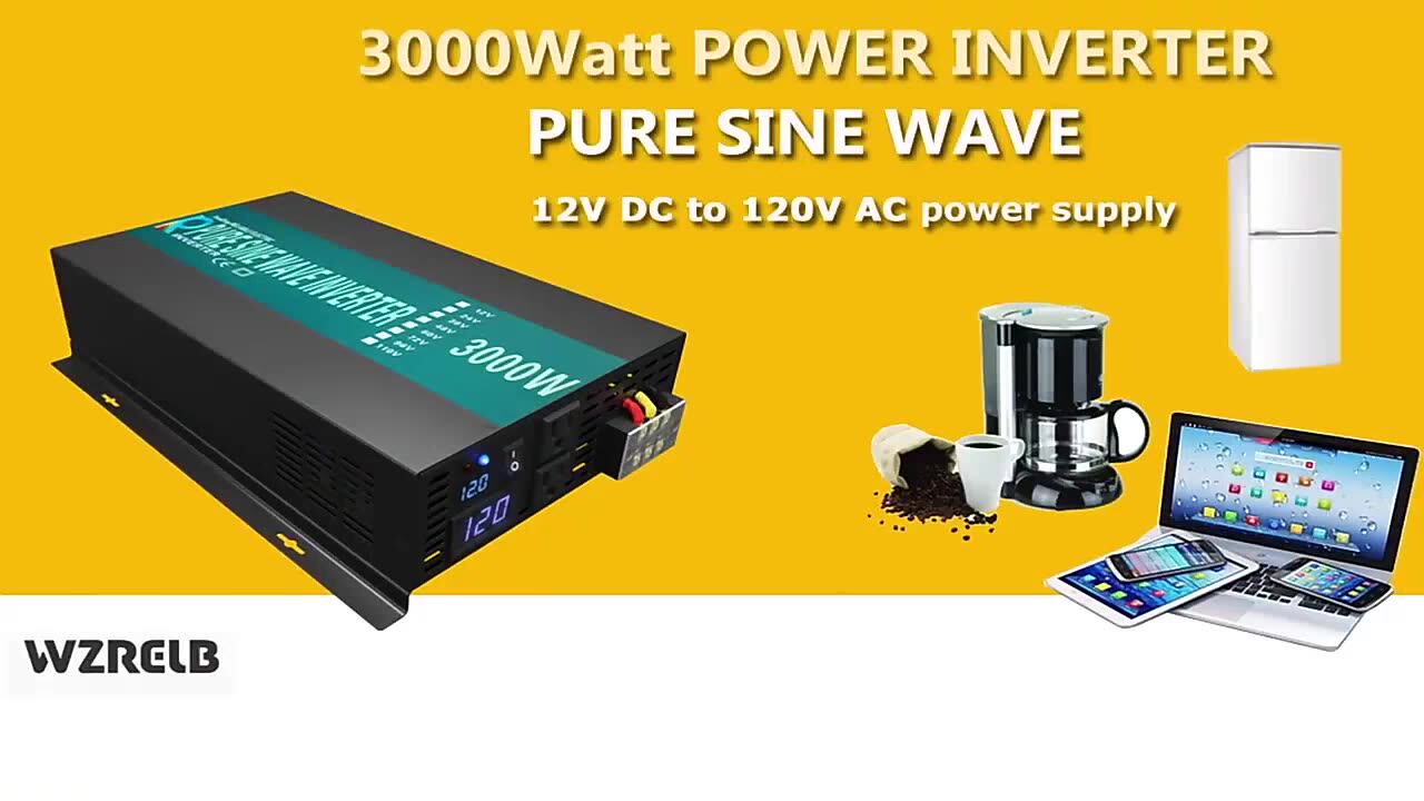 Wzrelb 3000 Watt Pure Sine Wave Power Inverter 3000w 12v Dc To 110 120v ...