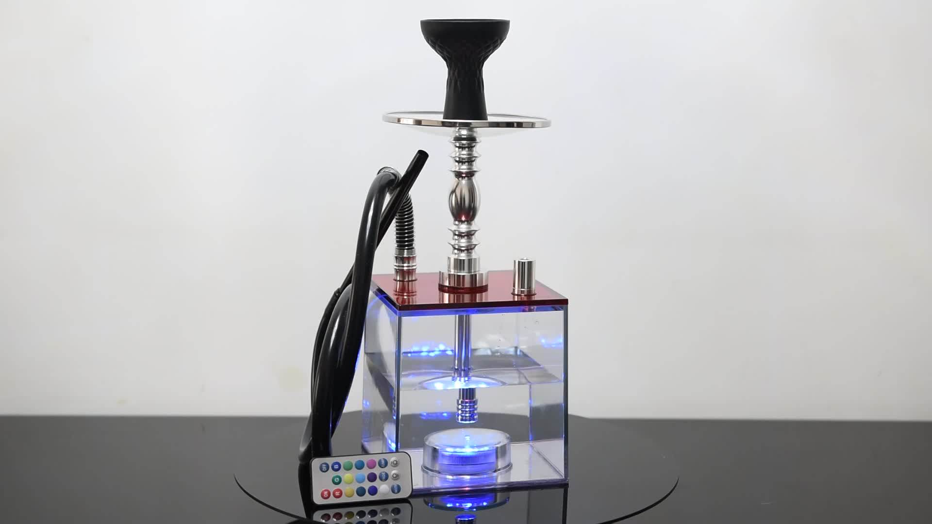 Hot Sale New Design Square Hookah Led Light Acrylic Hookah Transparent ...