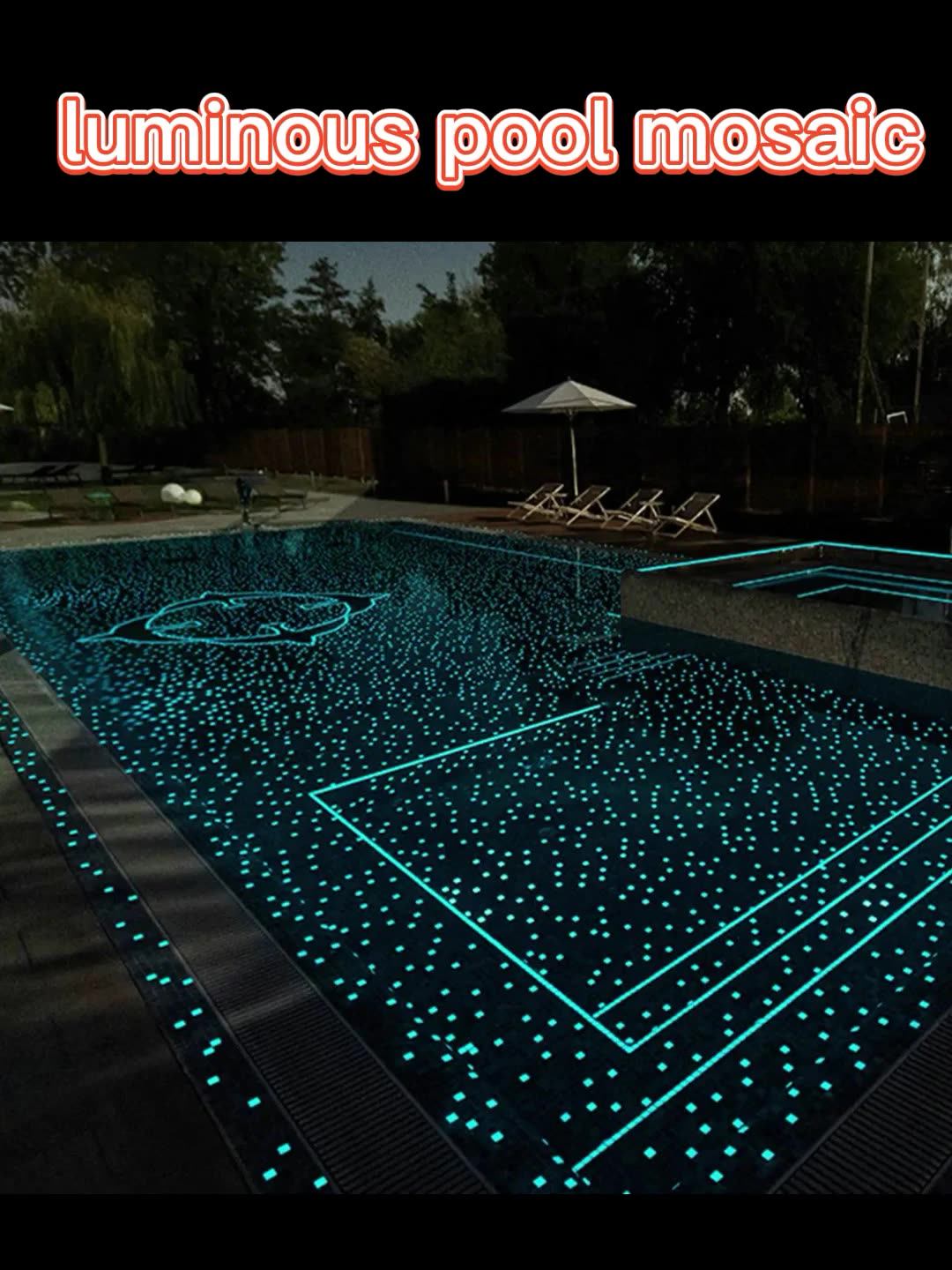 Outdoors Light Blue Fluorescent Luminous Glass Mosaic Swimming Pool ...