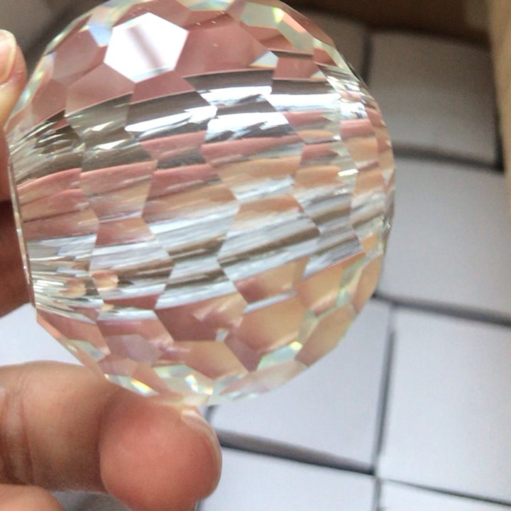 Wholesale40,50,60,70,80,90,100mm Clear Solid Glass Ball Faceted Hanging ...