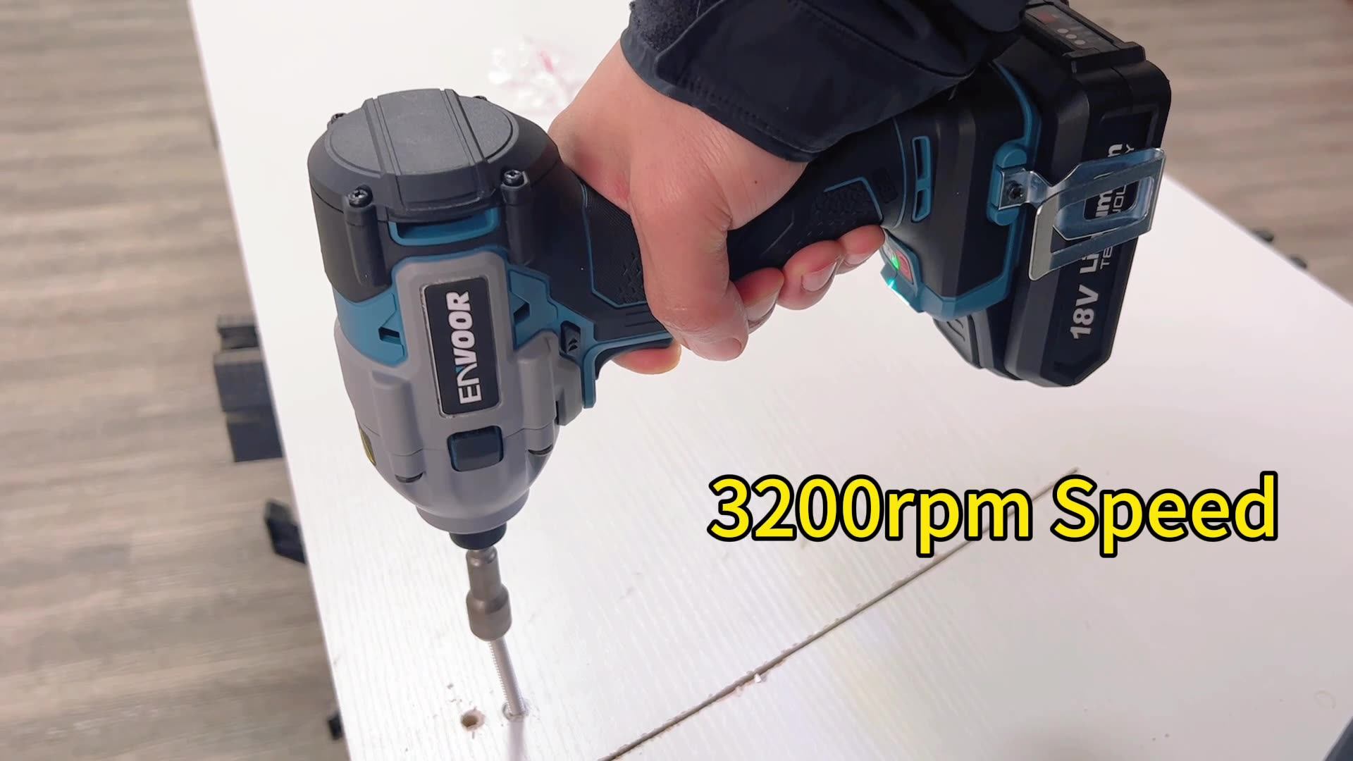 230n.m Cordless Electric Impact Brushless Wrench 3 Speed Screwdriver Power Tool 1/4" With Led ...