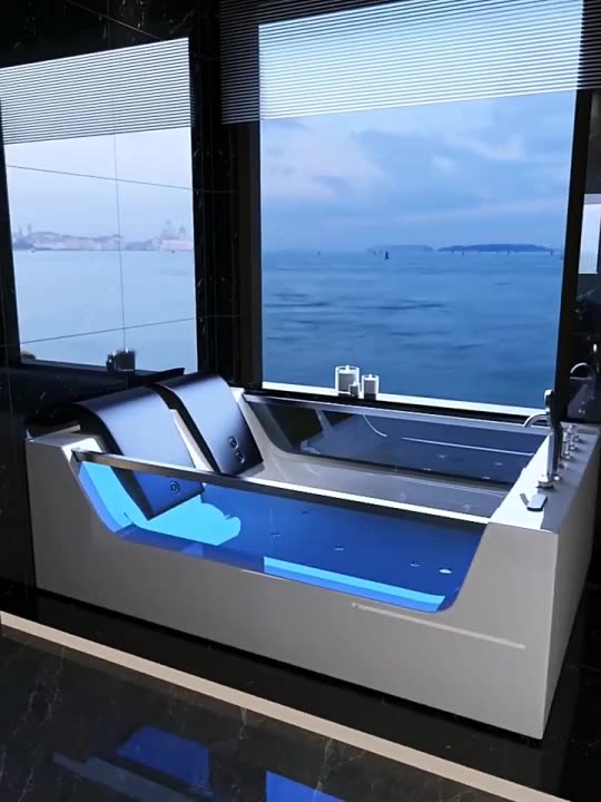 Cheap Acrylic Whirlpool Massage Bathtub Black Color Free Standing