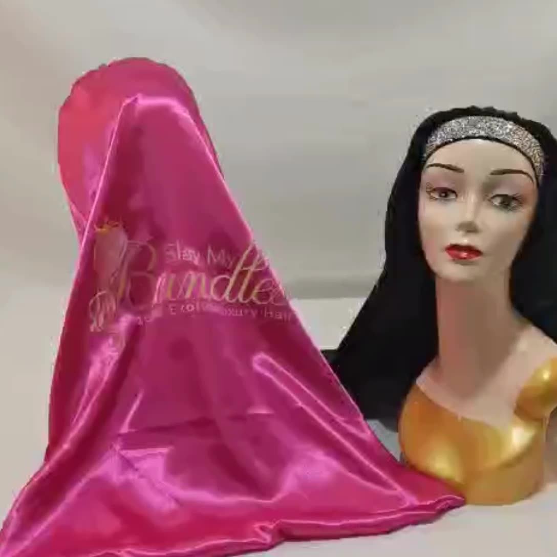 Customize Long Satin Hair Bonnet With Rhinestone Bling Bonnet Wholesale ...