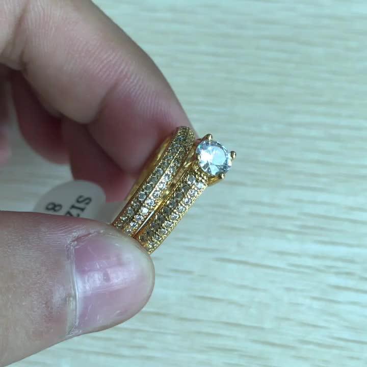 Mecylife Engagement Jewelry Real Gold Plated Cnc Setting Cubic Zircon ...